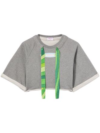 Pucci haut crop en maille &agrave; effet chin&eacute; - Gris