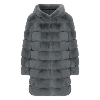 Americandreams Americandreams, Femme, Vestes, Gris, Taille: 40 FR Blake Manteau Long en fausse fourrure