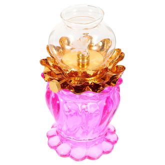 Aboofan Vintage Glas &Ouml;llampe mit Lotusblumen Design Klassische Kerosinlampe f&uuml;r Innenr&auml;ume Farbverlaufene Antike &Ouml;l Laterne ohne &Ouml;l Dekorative Notlicht Tischl