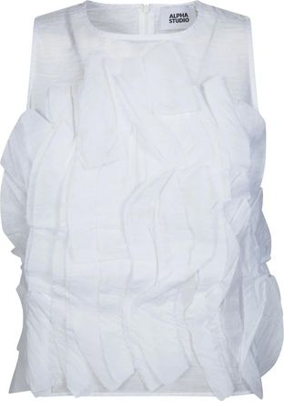 Alpha Studio Femme, Tops, Blanc, Taille: 36 FR Top Voile Cot Bellissimo