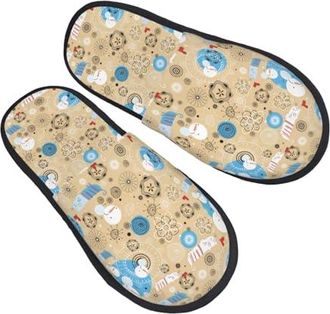 Generic Fourrure Pantoufles Chats Et Bonshommes De Neige Cozy Pantoufles De Voyage Unisexe Chaussons Maison Pour Int&eacute;rieur Homme Automne L