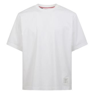 Thom Browne Baumwoll T-Shirt mit Tricolor Streifen - - Tops - Herren - Wei&szlig; - S
