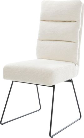 DELIFE Polsterstuhl Pela-Flex Kufengestell Schwarz Boucl&eacute; Soft Beige Taschenfederkern