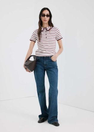 Mango Gestreiftes Polo mit Muschelkante bordeaux - Damen - XXS - MANGO