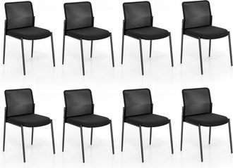 Generic Stapelbare Konferenzstühle, mit atmungsaktiver Netzlehne und gepolstertem Sitz, Wartezimmer Stühle ohne Armlehnen, Büro, Lounge, Konferenzraum, 8er Pa