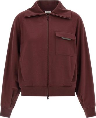 Brunello Cucinelli Femme, Sweatshirts et sweats à capuche, Rouge, Taille: 38 FR SweaT-shirt Léger en Molleton Français