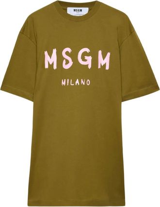 Msgm robe à logo imprimé - Vert