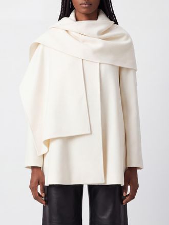 Alaia Longue cape en laine avec capuche et ourlet asym&eacute;trique