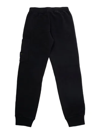 Stone Island Boys Black Cotton Pants With Elastic Waist Trousers