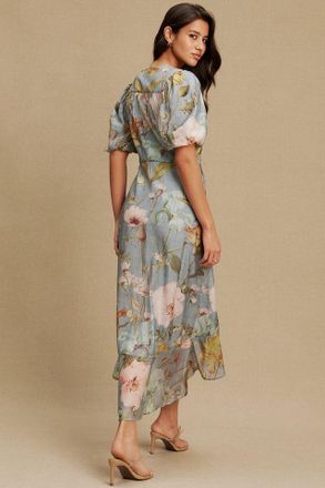 Next Midikleid Midikleid mit Wickeldesign und kurzen Puff&auml;rmeln (1-tlg)