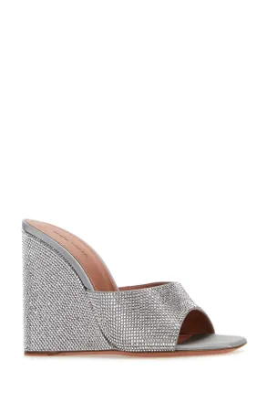 Amina Muaddi Womens Embellished Satin Lupita Mules Gresichrcr Sandali Sandal
