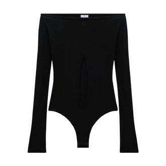 Courr&egrave;ges Schwarzer Body mit U-Boot-Ausschnitt und Cutout - - Tops - Damen - Schwarzk - S