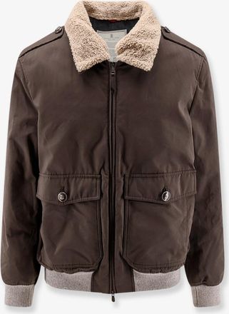 Brunello Cucinelli Cotton blend jacket with fur collar - BRUNELLO CUCINELLI - gender_Man