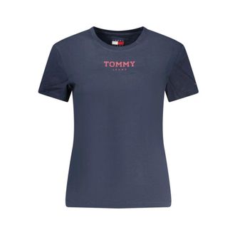 Tommy Hilfiger Femme, Tops, Bleu, Taille: 44 FR T-shirt &agrave; Manches Courtes et Col Rond