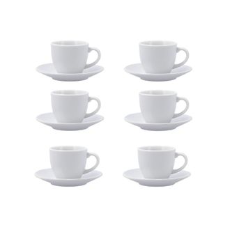 Quid New Renova Set mit 6 Tassen mit Untertasse, Porzellan, 9 cl, mikrowellengeeignet, recycelbar