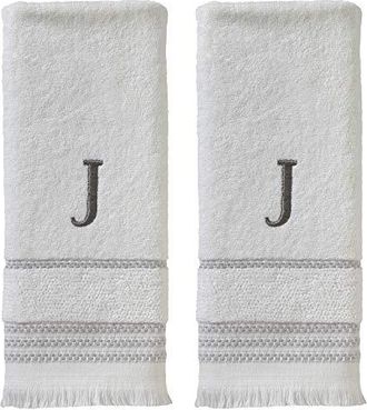 SKL Home by Saturday Knight Ltd. Casual Monogram Handtuchset J, Baumwolle, Weiß, 16x26, 2