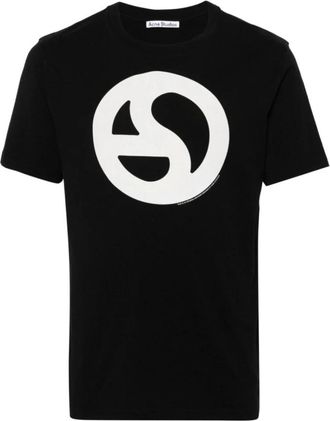 Acne Studios Homme, Tops, Noir, Taille: L T-shirt en coton avec imprim&eacute; graphique