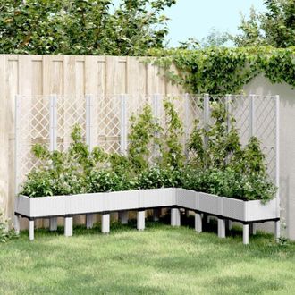 vidaXL vidaXL Jardinière avec treillis blanc 200x160x142 cm PP