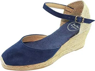 Toni Pons Lloret-5 Navy Suede Leather Womens Wedge Espadrille Shoes 37