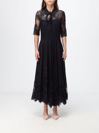 Fabiana Filippi Robe chemisier midi &agrave; manches courtes en dentelle avec col classique