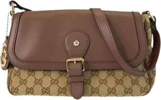 Gucci Sac bandouli&egrave;re Sukey GG Canvas Cuir Pre-owned - Femme - Pre-owned - Beige - Taille: ONE Size