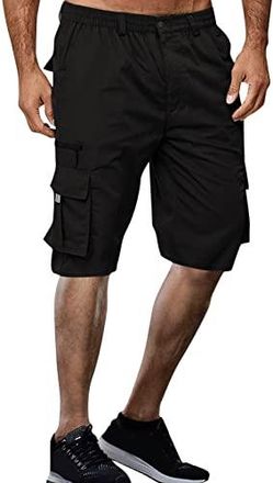 Generic Short cargo pour homme avec taille &eacute;lastique - L&eacute;ger - Pour la marche, la randonn&eacute;e, la p&ecirc;che, le cyclisme, le safari - Avec plusieurs poches - Couleu