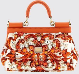 Dolce & Gabbana Sicily Mini-Tasche aus Leder mit Majolika-Print und Kristallen