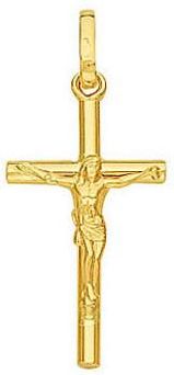 Brillaxis Pendentif croix Christ crucifié or jaune 18 carats