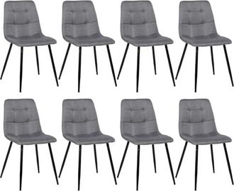 Eggree Chaises de Salle &agrave; Manger Lot de 8 Lin Tissu &agrave; Texture Bambou avec Rembourrage Design Moderne, Chaises de Cuisine Salon, Pieds en M&eacute;tal Capacit&eacute; 150 k