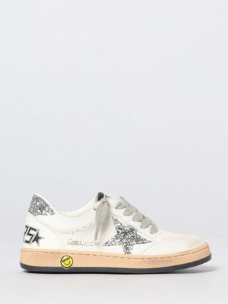 Golden Goose Ball Star Sneakers f&uuml;r Jungen aus Leder und Glitzerstoff