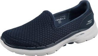 Skechers Damen GO Walk 6 SEA Coast Sneaker, Navy Textile/Trim, 42 EU