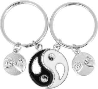 Holibanna 1 Paar Paar Keychain Charme Yin Yang Keychain Puzzle Passenden Anh&auml;nger Edelstahl Schl&uuml;ssel Ring Dekorative Schl&uuml;ssel Ornament f&uuml;r Paar Frauen M&auml;nner