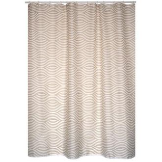 MSV Rideau de Douche Seventies Polyester 180X200cm Bleu & Blanc - Anneaux Inclus