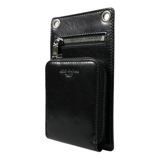 Dolce & Gabbana Schwarzes Lederportemonnaie mit Riemen - - Accessories - Herren - Schwarzk - ONE SIZE