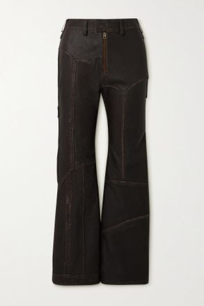 Acne Studios Lederhose Mit Geradem Bein In Distressed-optik - Schwarz