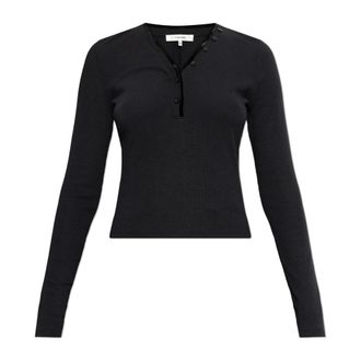 Frame Denim Femme, Pulls, Noir, Taille: 40 FR Haut &agrave; col en V