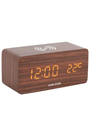 Karlsson Wecker Clock Block, Braun, Holzwerkstoff, 15x7.1x7.4 cm, Weckfunktion, 3D-Zahlen, umstellbar von &deg;C in &deg;F, Hintergrundbeleuchtung, Dekoration, Uhren, 