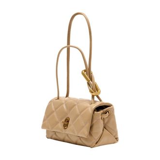 Marc Jacobs Womens Quilted Leather Shoulder Bag Beige Cowhide