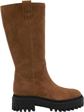 Hogan Stiefel - Tall Suede Boots With Black Lug Sole - Gr. 37,5 (EU) - in Schwarz - f&uuml;r Damen