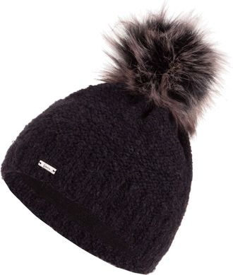 Faera weiche Winterm&uuml;tze M&uuml;tze Damen warm gef&uuml;ttert Kunstfell Bommel-M&uuml;tze Fleecefutter Winter Strickm&uuml;tze Beanie M&auml;dchen 65, Farbe:Schwarz