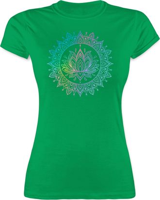 Shirtracer Shirt Damen - Yoga - Mandala Lotusblume I Spirituelle Meditation I Pilates Lotus Entspannung - S - Gr&uuml;n - t-Shirt Yoga-Shirts Joga Wellness Tshirt Shi