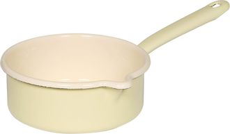 Riess 0037-006, Stielkasserolle mit großem Ausguss 16, CLASSIC - BUNT/PASTELL, Farbe Pastell-Gelb, Durchmesser 16 cm, Höhe 7 cm, Inhalt 1.0 Liter, Emaille, 