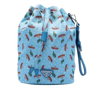 Prada Pre-owned Printed Nylon Pouch - Femme - Pre-owned - Bleu - Taille: ONE Size