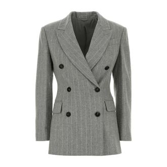 Brunello Cucinelli Bestickter Stretch-Wollmischungs-Blazer - - Jackets - Damen - Grau - XS