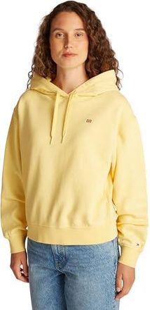 Tommy Hilfiger Sweat &agrave; Capuche Femme Contrast Flag Regular Fit, Jaune (Citronella), L