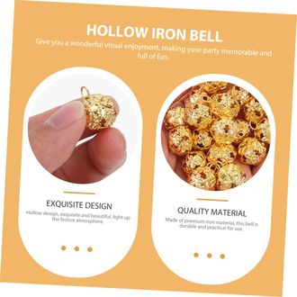 Angoily 100 Stück DIY Glocken Glöckchen für Haustiertraining Schlüsselanhänger Dekoration Hohl Gestaltete Bells für Basteln und Haustierzubehör in Gold