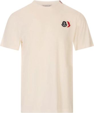 Moncler Homme, Tops, Blanc, Taille: L T-Shirt Logo en Coton
