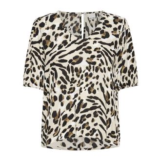Ichi Ichi - Chemisier &agrave; imprim&eacute; animal manches courtes - Femme - Blouses et Chemises - Multicolore - Taille: 36 FR