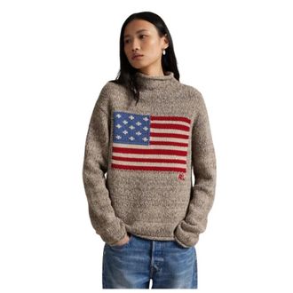 Polo Ralph Lauren Femme, Pulls, Multicolore, Taille: 34 FR Pull Drapeau Am&eacute;ricain