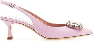 Ninalilou Hohe Schuhe - Pink Slingback With Rhinestone Buckle - Gr. 36 (EU) - in Rosa - f&uuml;r Damen